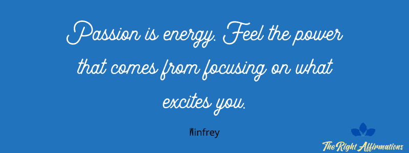 Passion is energy. Feel the power that comes from focusing on what ...